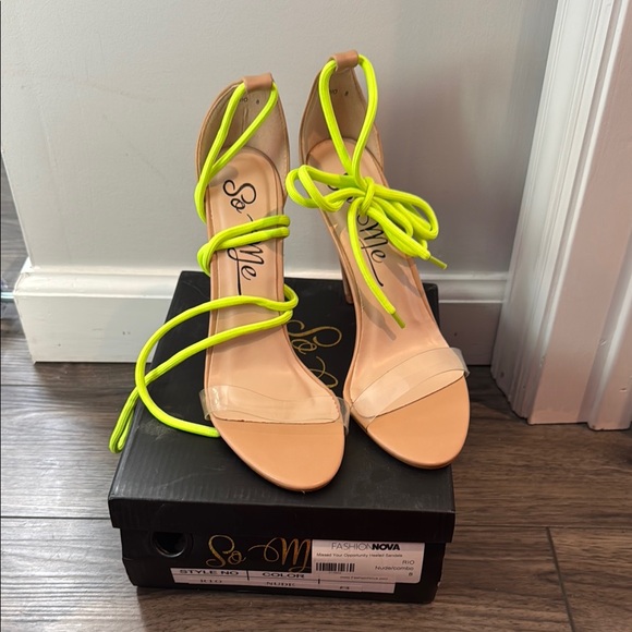 So Me | Shoes | Fashion Nova Neon Yellow Strappy Heels | Poshmark